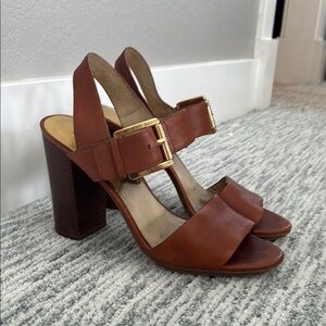 Michael Kors | Shoes | Michael Kors Leather Wood Block Heels | Poshmark